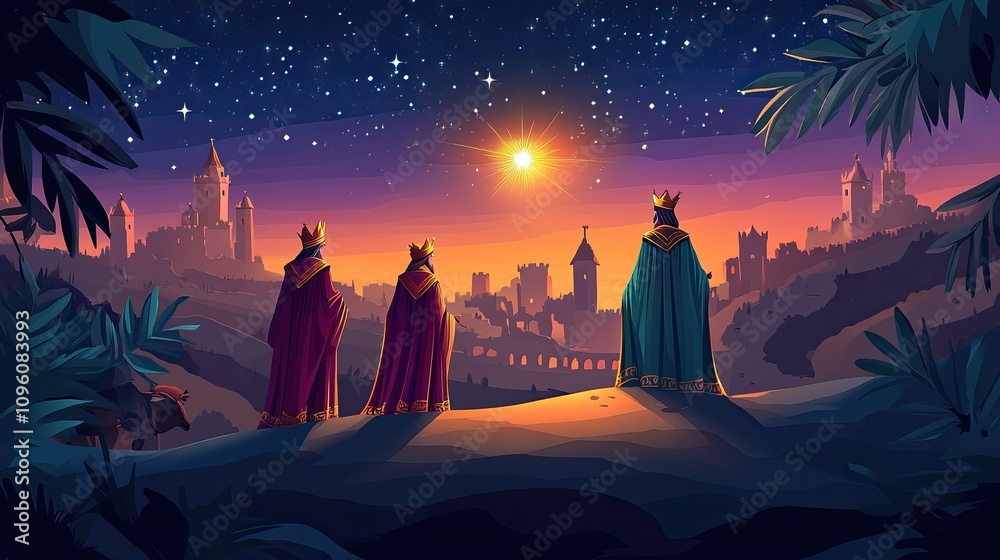 Christmas nativity, the three kings' day holidays, and the three wise ...