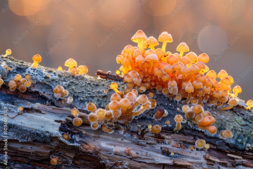 Spore Clusters: A high-resolution shot of clusters of fungi spores on a ...