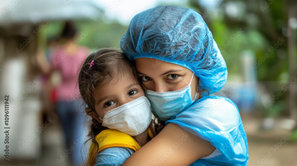 Worker hugs child goodbye in emotional farewell at healthcare facility ...