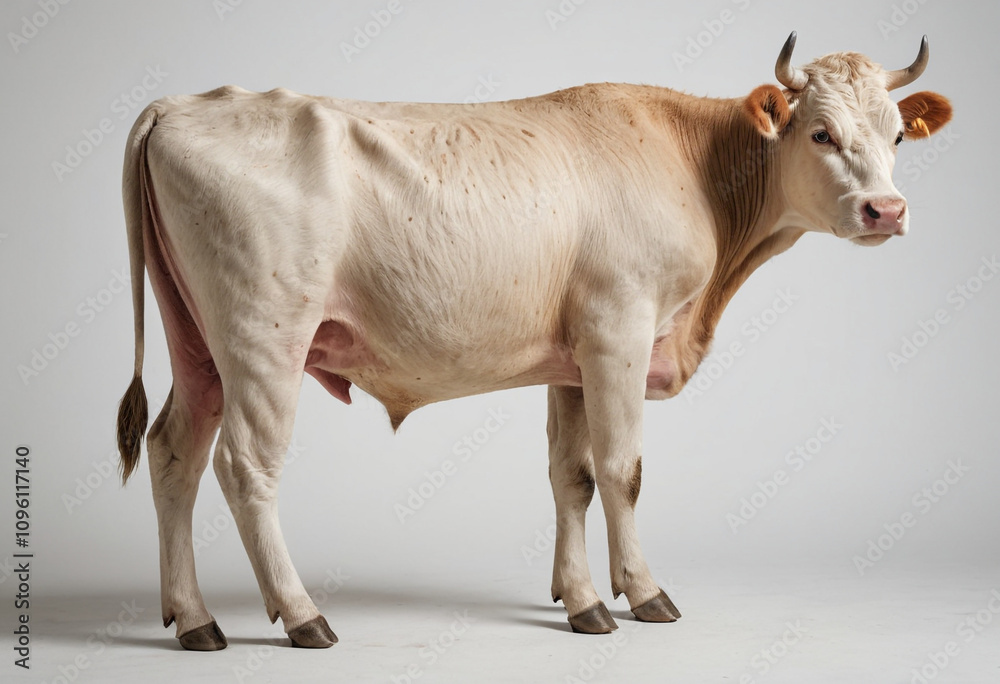 standard Cow right side view. Full figure visible, flat white ...