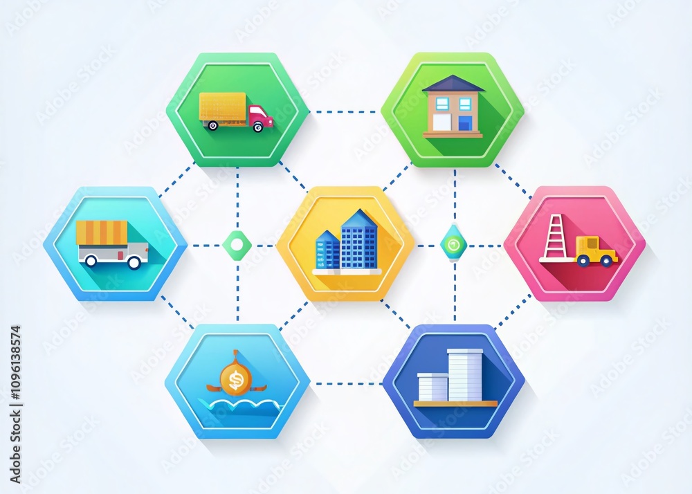 SCM Supply Chain Management Infographic - Hexagon Timeline Stock ...