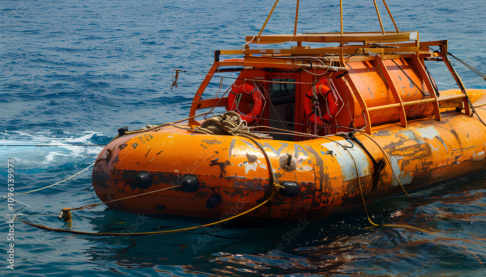 davit launched liferaft onshore, old rusty ship lifeboat, resque ...