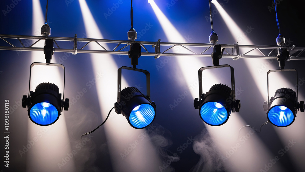 theater lighting featuring five powerful lights with smoke, creating a ...