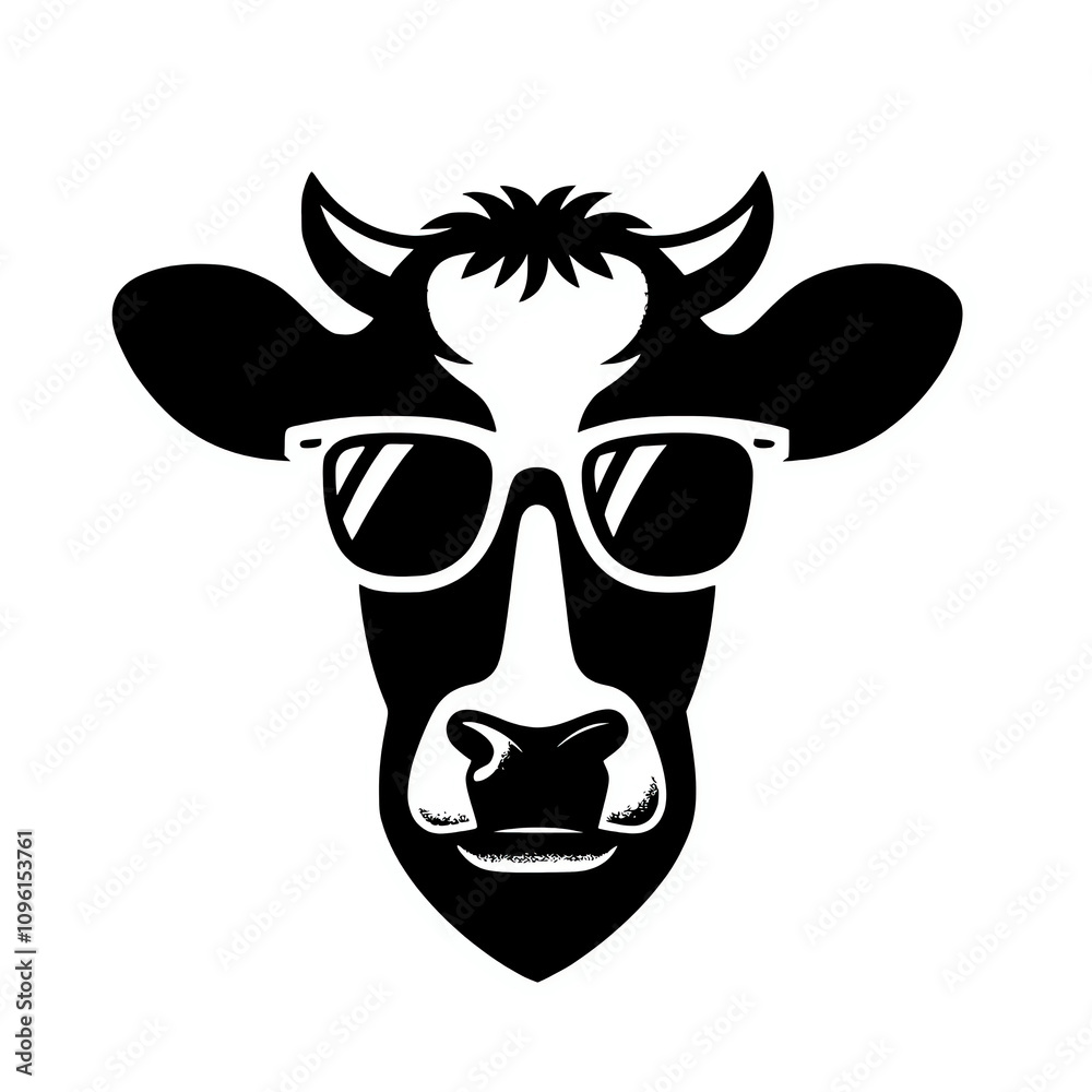 Cool holstein cow head logo vector silhouette illustration, dairy farm ...