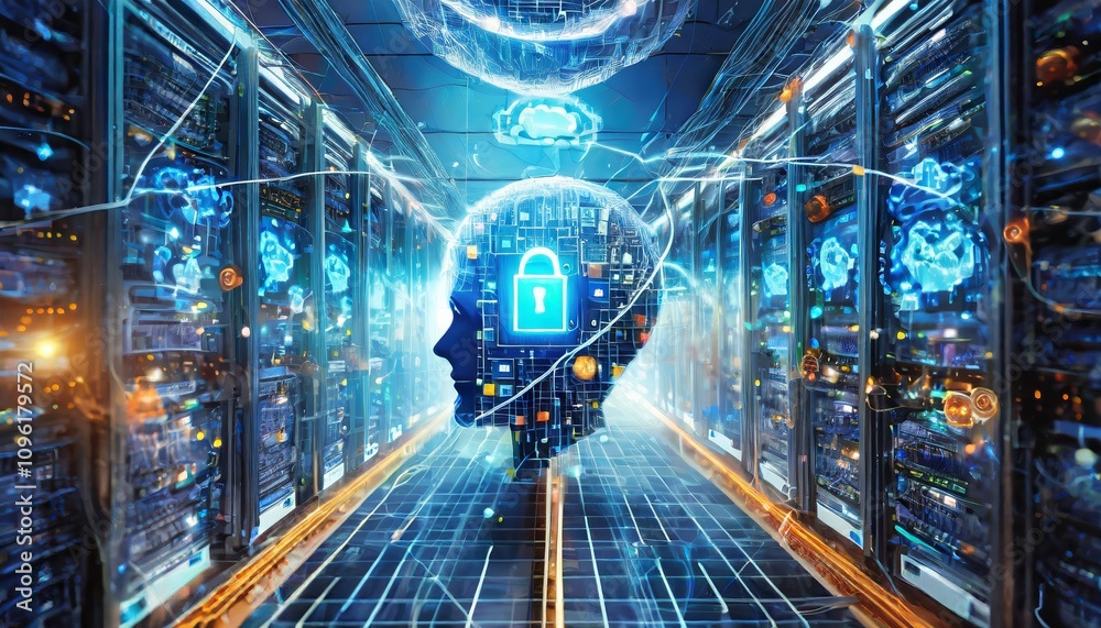Foto de Stock Advanced Cybersecurity Solutions for Mind Network Management in Modern Data ...