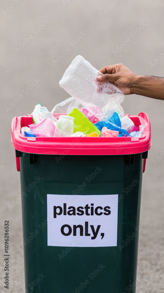 Plastic Pollution Waste Reduction Concept. A person discards plastic ...