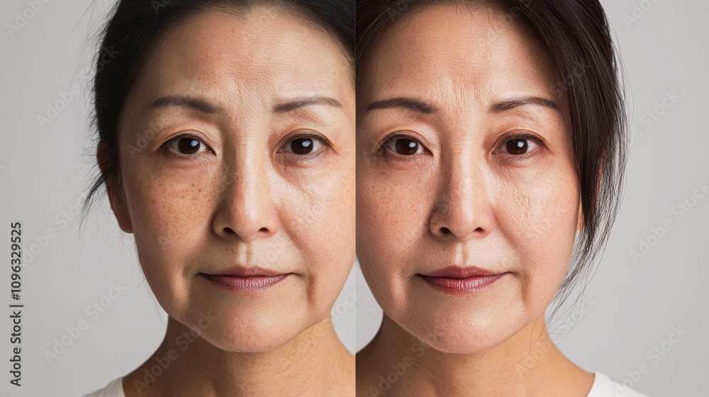 Transformation of skin appearance in a before-and-after comparison ...