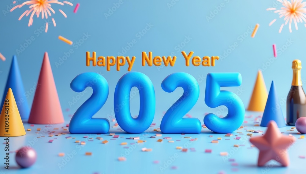 Foto de Stock creative and simple invitation scene happy new year 2025 ...