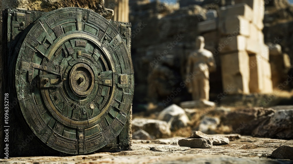 A photograph of the enigmatic Antikythera mechanism with ancient Greek ...