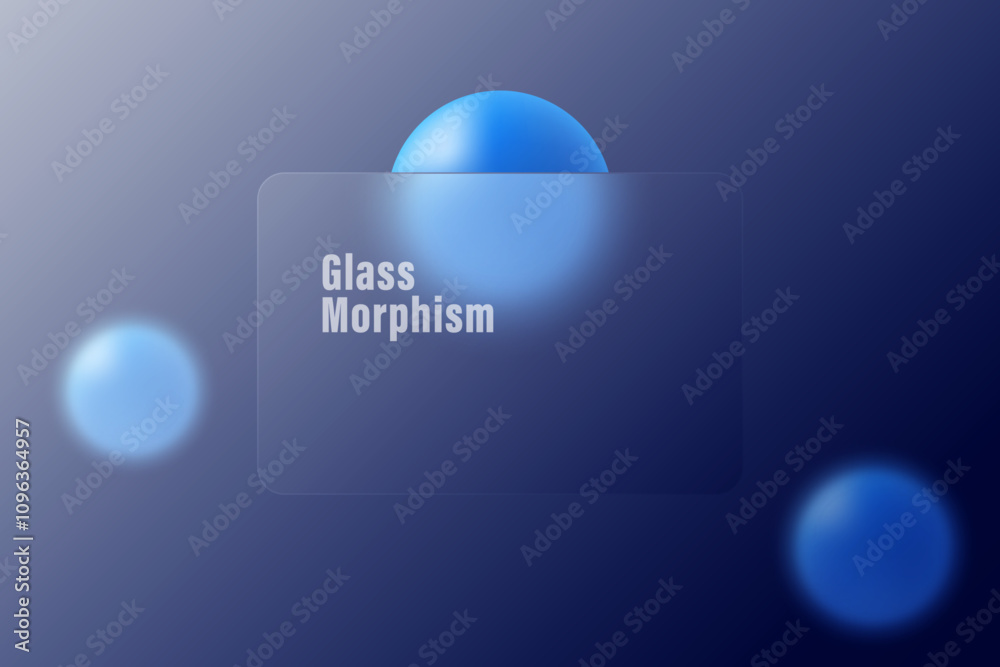 Glass morphism website landing page template. Rectangular frosted glass ...