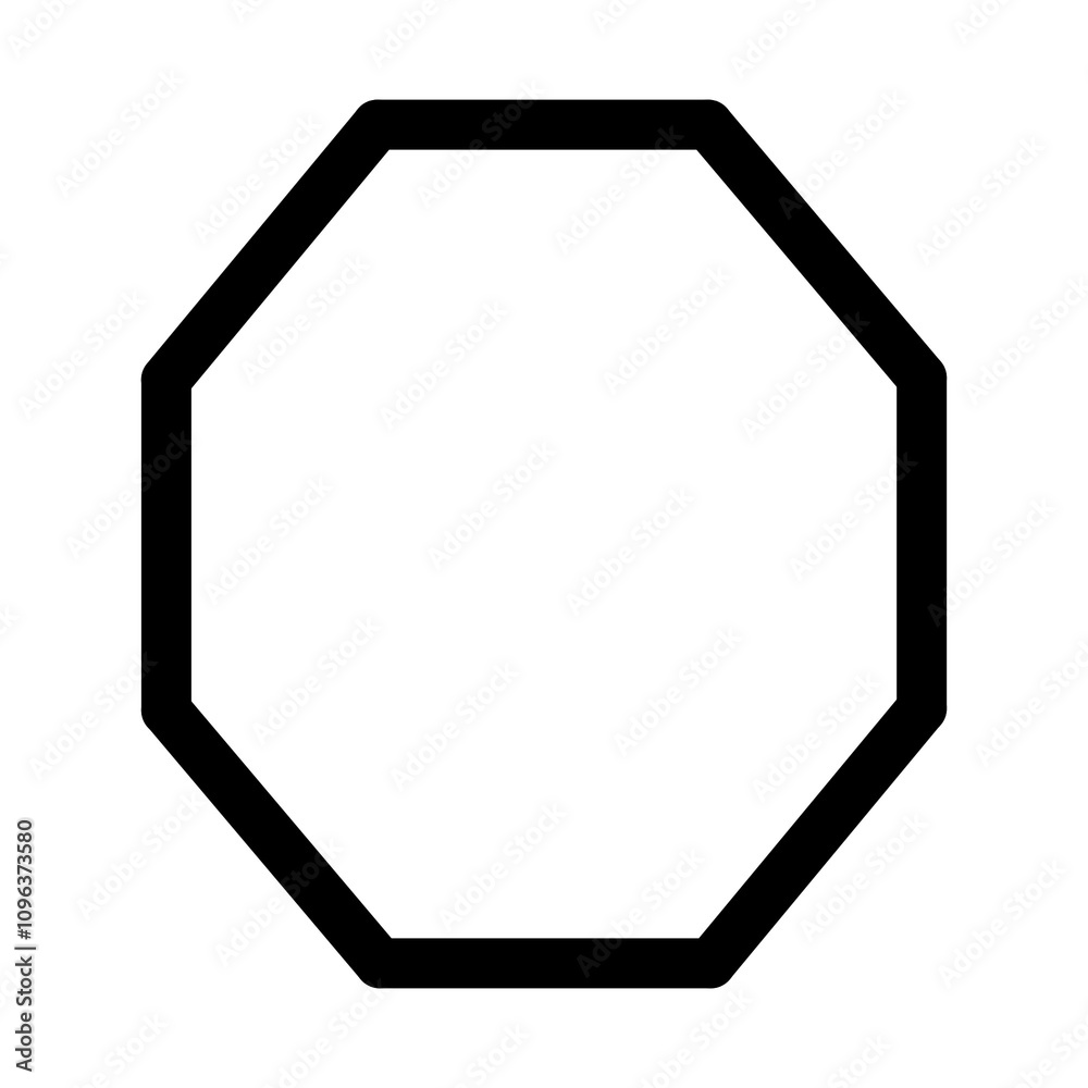 Octagon icon in black, outline style and transparent background Stock ...