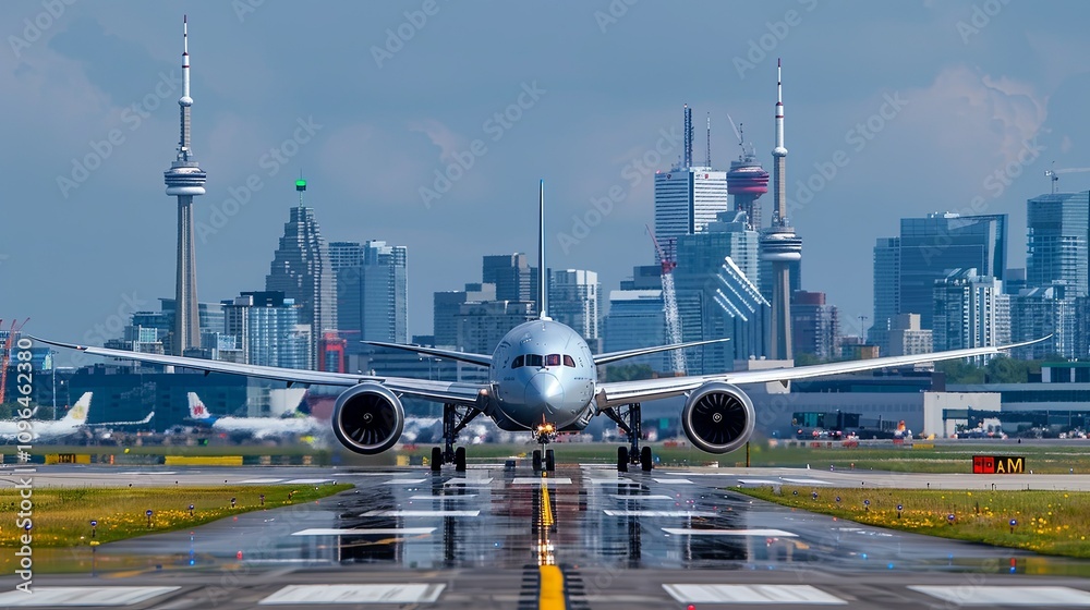 ภาพประกอบ Stock Boeing 787 Dreamliner taking off from Toronto Pearson ...