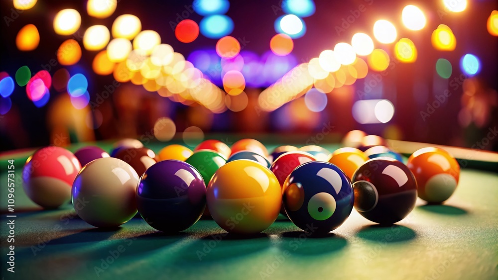 Captivating Pool Table Scene with Colorful Balls Arranged for Game Play ...