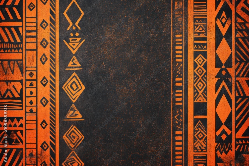 Tribal Patterns and Textures with Rich Orange and Black Colors for ...