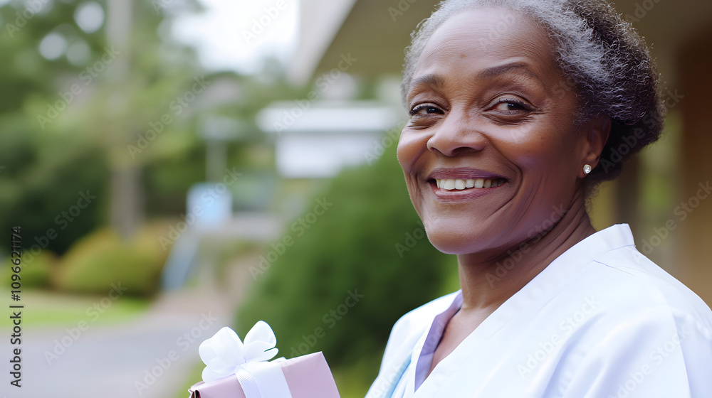 Smiling patient leaving hospital with relief and gratitude, symbolizing ...