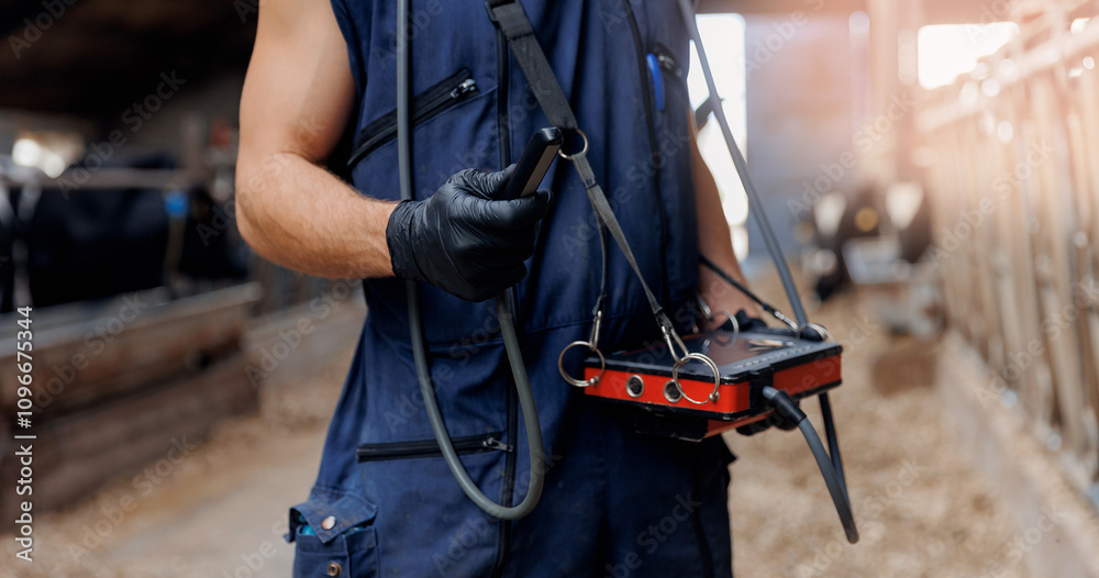 Ultrasound device for rectal checking cow pregnancy. Concept veterinary ...