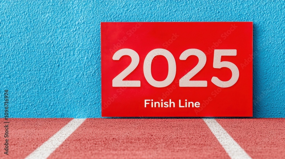 Goal setting 2025 achievements challenges concepts. A vibrant red sign ...