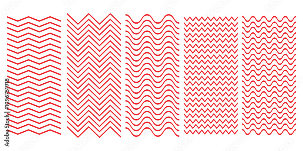 Waves line set. Wave ornament pattern. Set of wavy zigzag lines. Wave ...