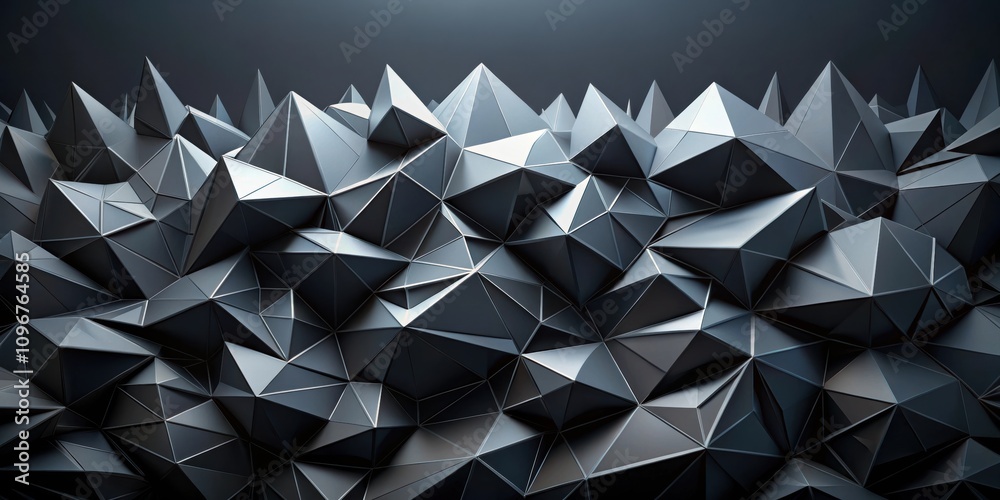 Abstract Low Poly Geometric Shapes with Sharp Points Form a Mountainous ...