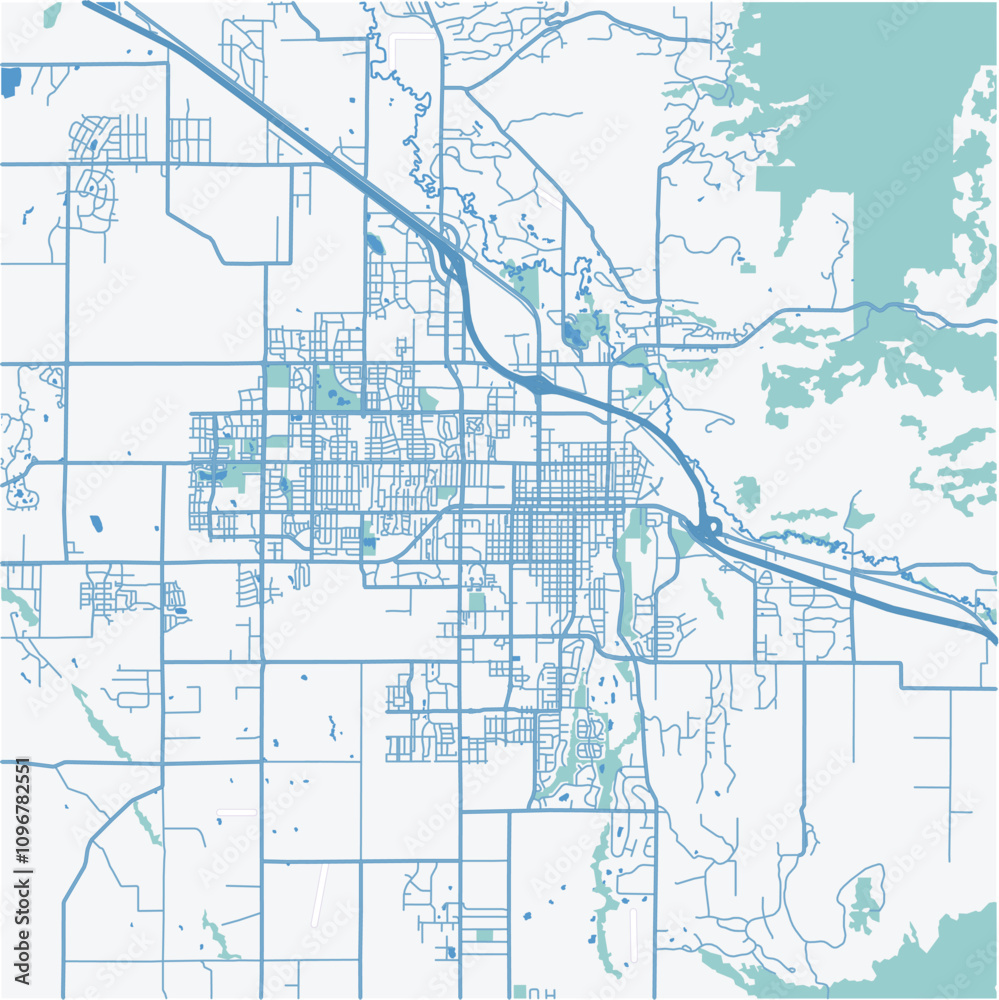 Map of Bozeman in Montana in a professional blue style. Contains ...