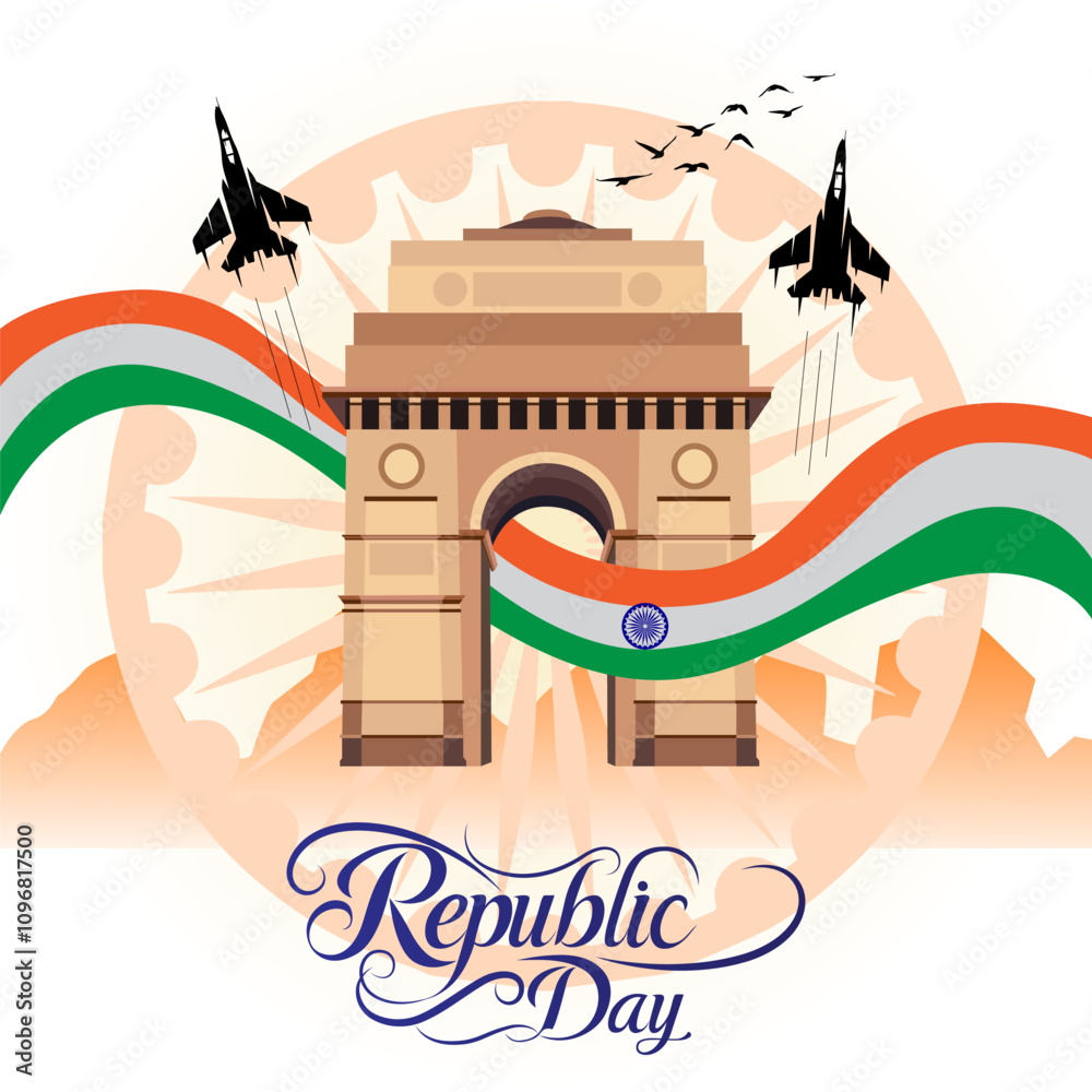 The image celebrates India's Republic Day with India Gate the Tricolor ...