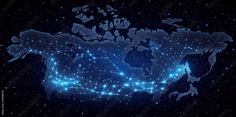 Illuminated Constellation Map Of North America And Eurasia Stock ...