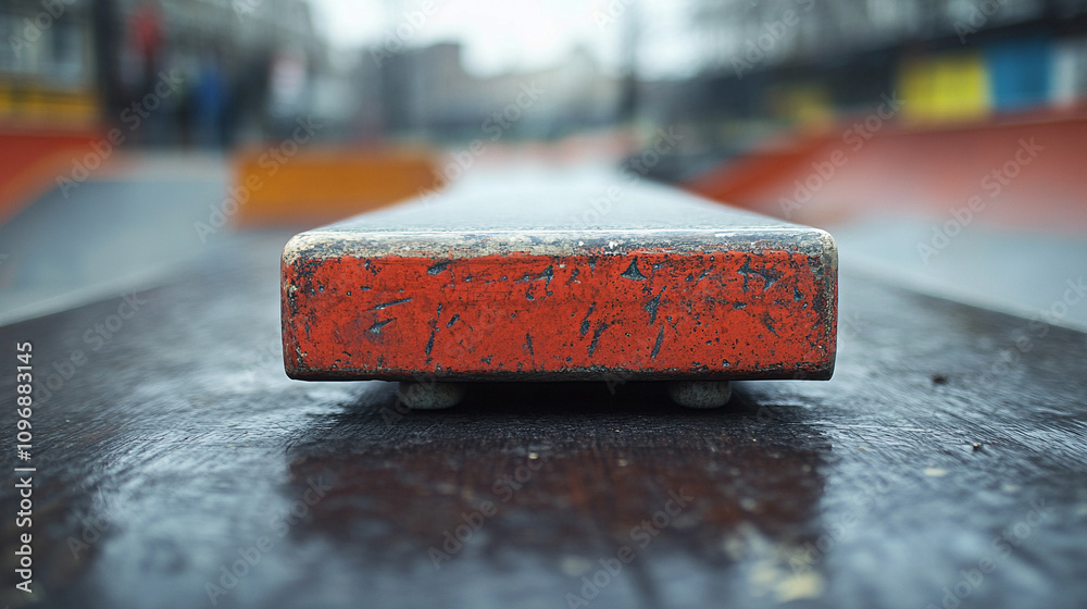 dynamic view of a concrete ramp designed for skateboarders and in-line ...
