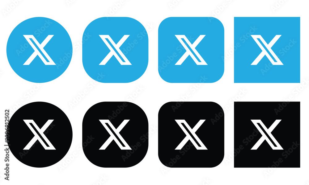 Twitter X icons. popular Twitter X icon set. Social media icon set ...