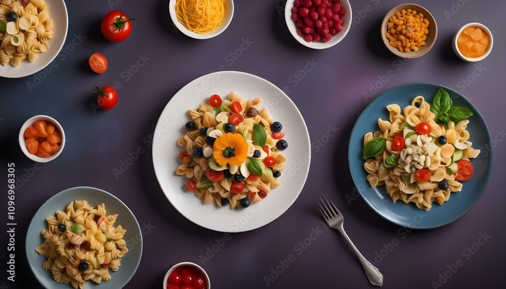 Platos de Comida Elegantes Una composición con platos bien decorados de ...