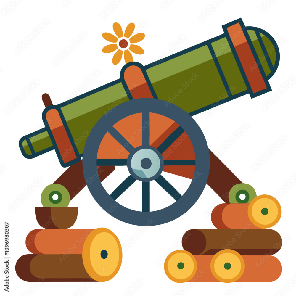 cannon and ammunition clipart cartoon Illustration drawing Stock Vector ...