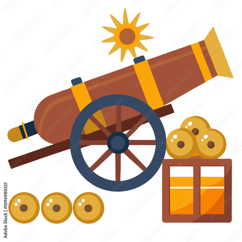 cannon and ammunition clipart cartoon Illustration drawing Stock Vector ...