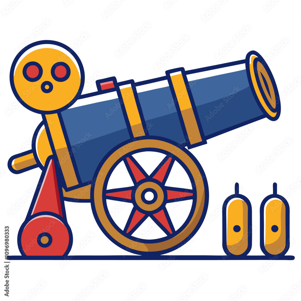 cannon and ammunition clipart cartoon Illustration drawing Stock Vector ...