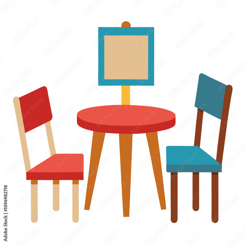 chairs and table sign clipart cartoon Illustration drawing Stock Vector ...