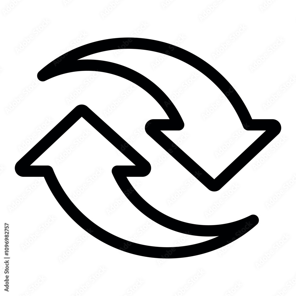 Simple curved arrows rotating and exchanging positions, representing concepts like exchange ...