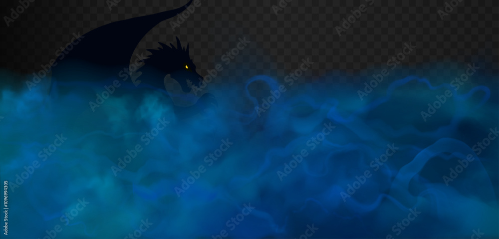 Fantastic water dragon underwater inside the stormy ocean with huge ...