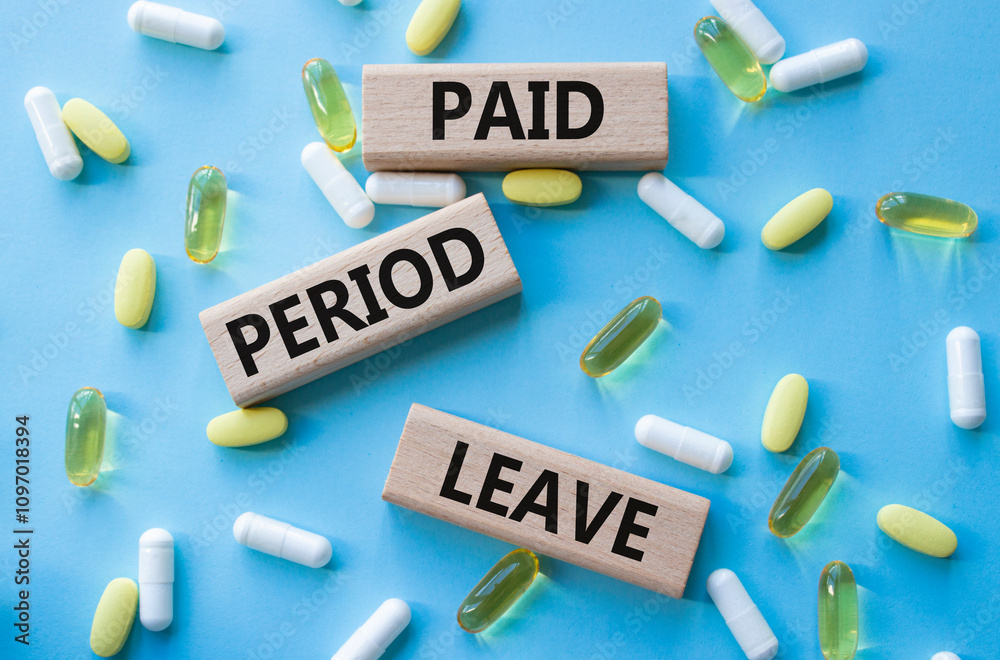 Paid Period Leave symbol. Concept words Paid Period Leave on wooden ...