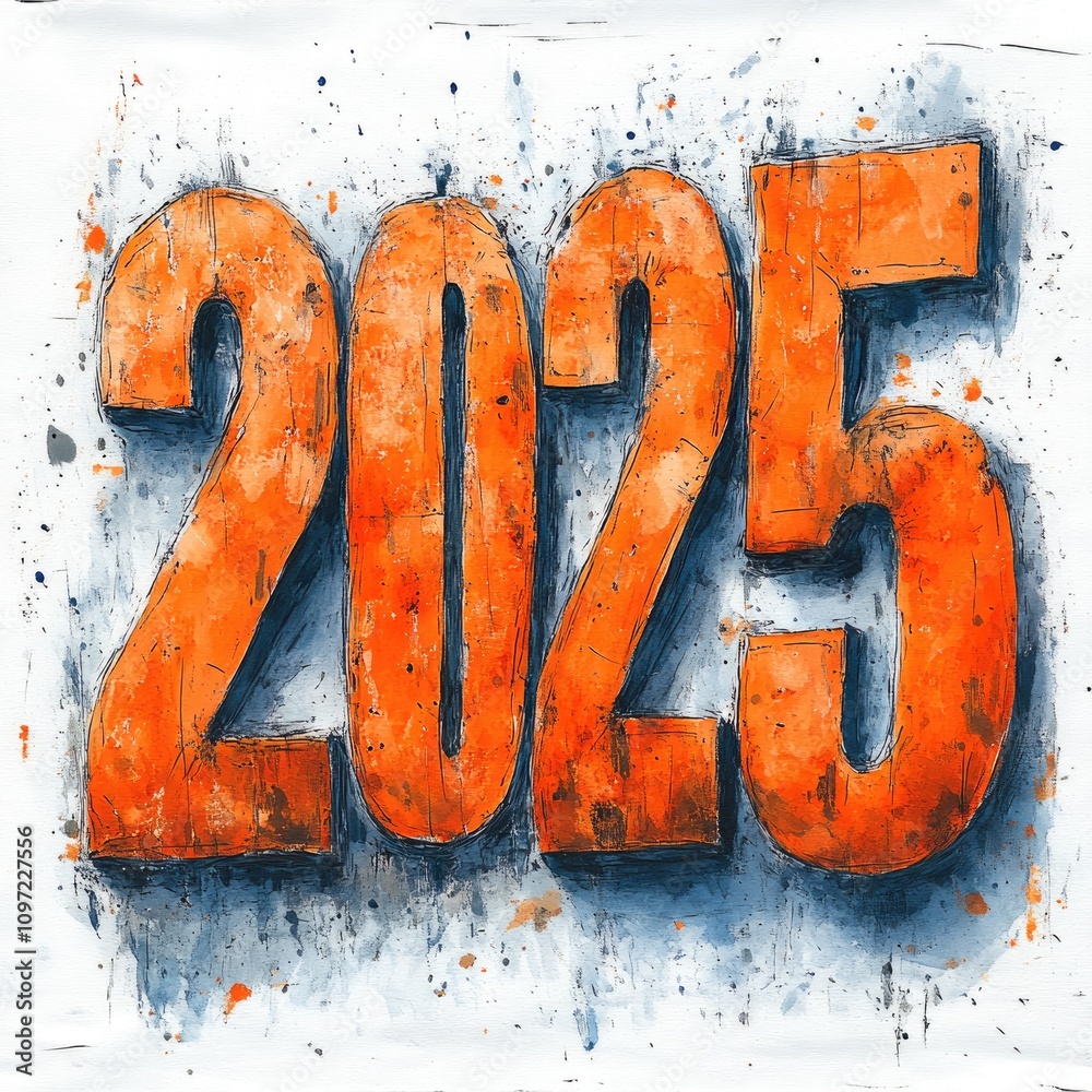 Volume figures for 2025 banner print. Inscription sign 2025. New Year ...