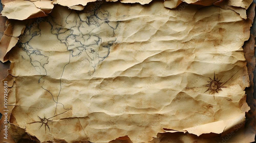 Aged Parchment Treasure Map Illustration Stock Illustration | Adobe Stock