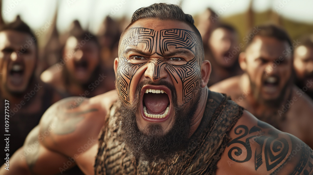 Maori warriors performing haka, traditional war dance in new zealand ...