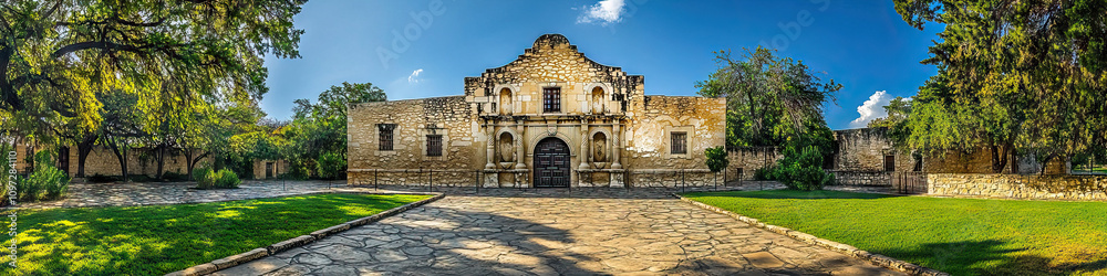 San Antonio Alamo: The iconic Alamo mission in San Antonio, surrounded ...