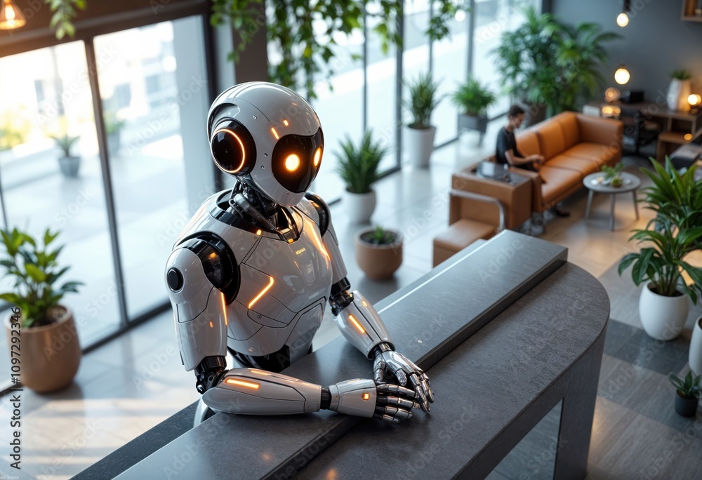 Robotic Office Assistant in a Modern Workspace – Showcasing Advanced AI ...