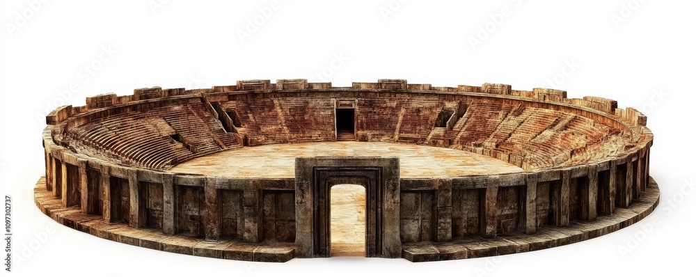 Ancient arena structure with stone seating and circular design Stock ...