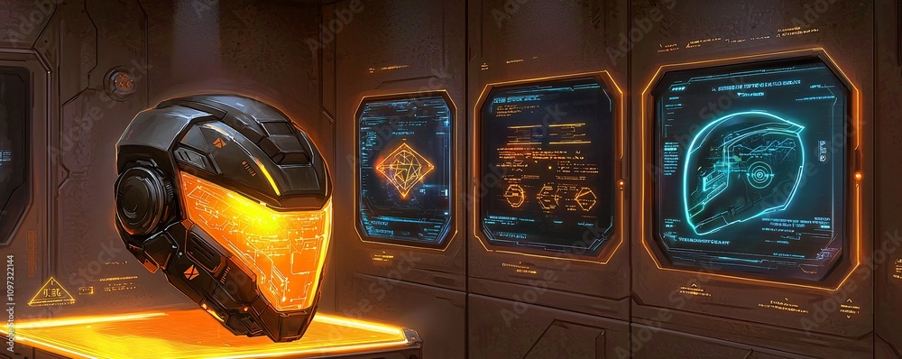 Futuristic Helmet Design Sci Fi Tech Display Spaceship Cockpit Concept ...