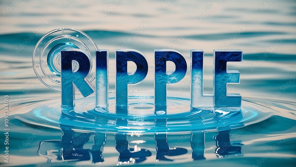 Water ripple effect with word "Ripple" floating on water surface. Stock ...