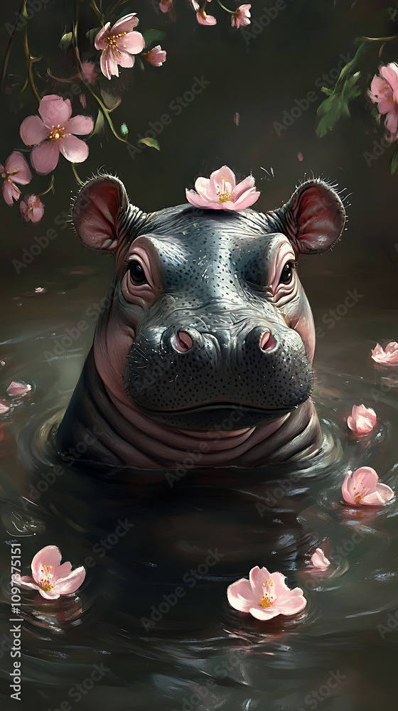 Moodeng cute hippo, phone wallpaper, the cute and playful hippo makes ...