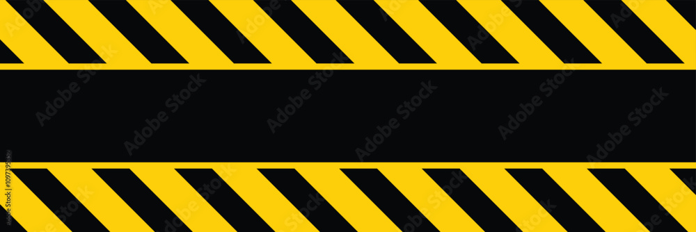 Warning yellow black diagonal stripes line. Frame caution with warning ...