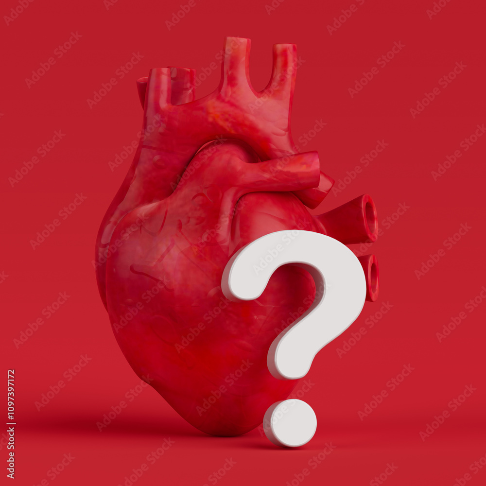 Foto de Stock Human Heart Anatomy Internal Organ with Question Mark ...
