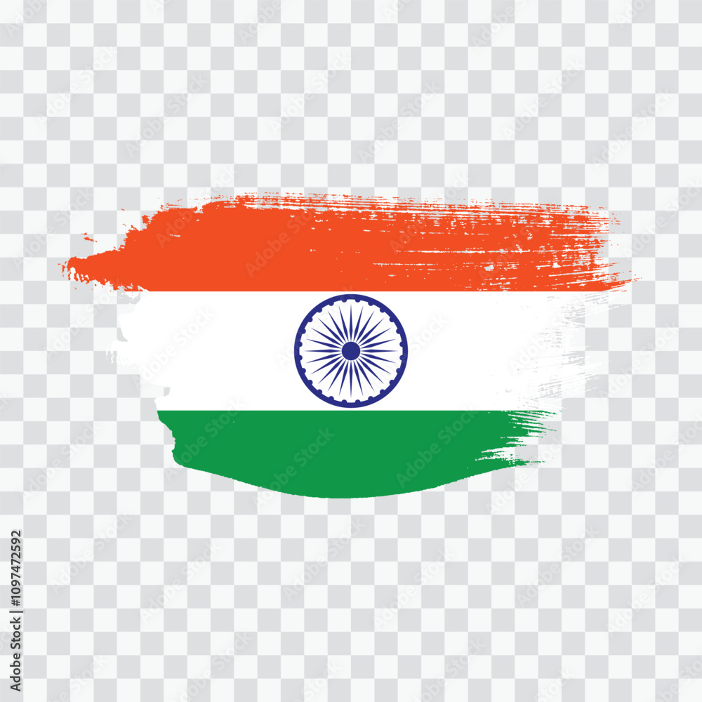 india flag for independence day with ink grunge texture paint brush ...