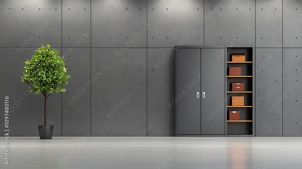 Travel locker in a modern design, featuring sleek metallic panels ...
