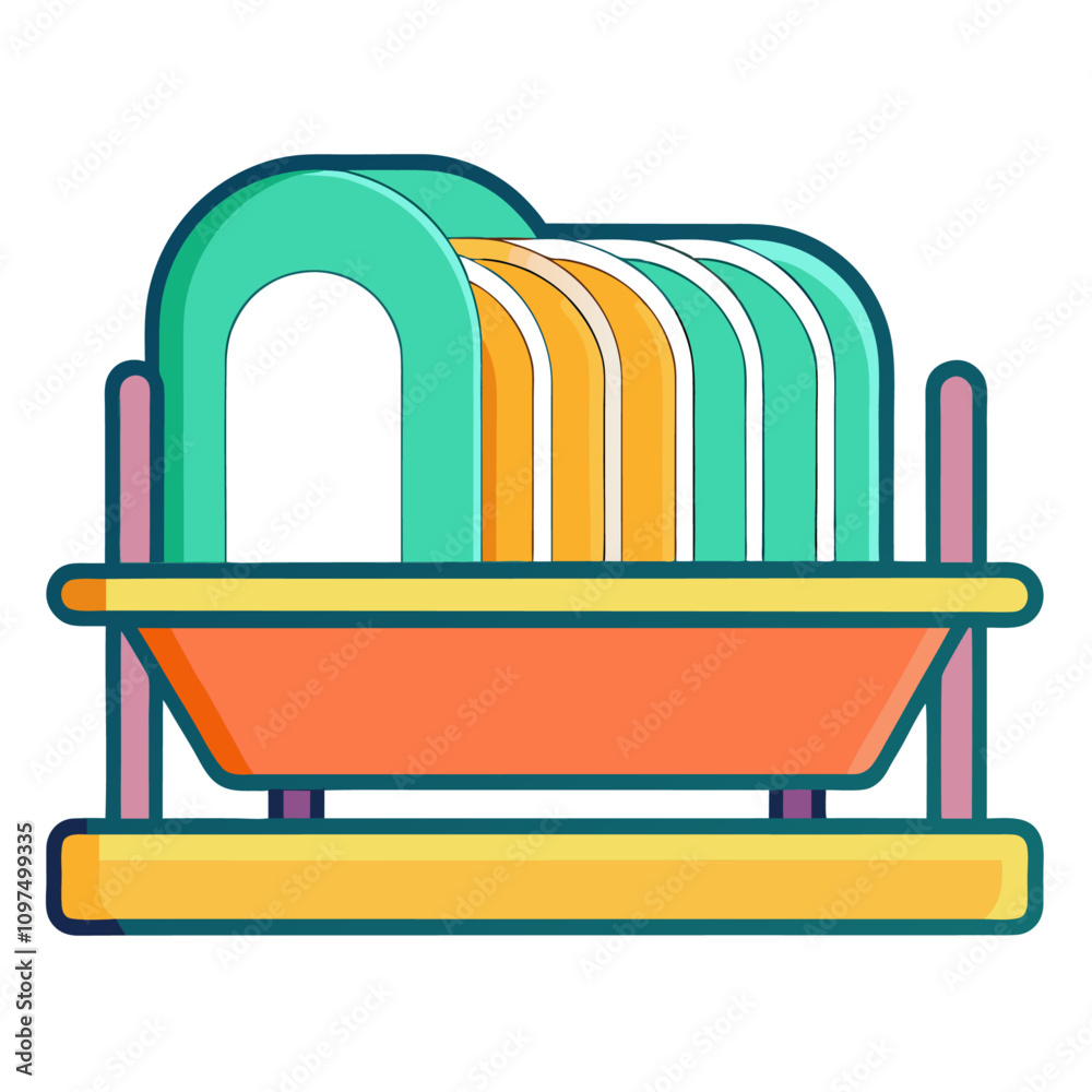 dish rack clipart cartoon Illustration drawing Stock Vector | Adobe Stock